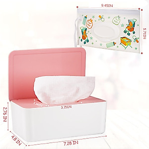 Whiidoom Diaper Wipes Dispenser Wipes Holder, Wipes Tissue Case Keeps Wipes Fresh Tissue Wipes Container with Lid (Pink)