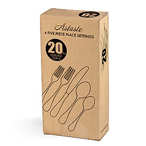 Artaste 56389 Rain 18/10 Stainless Steel Flatware 20-Piece Set, Service for 4