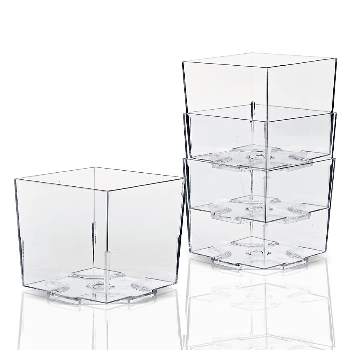 Qixivcom 60 Pack 2oz Mini Square Cup Clear Plastic Dessert Cupcake Dessert Maker Cup Dessert Cup Party Cups Perfect for DIY Dessert Appetizers, Puddings, Mousse Cakes, Ice Cream Party Cups