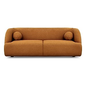 Ashcroft Furniture Co Querno Modern Luxury Japandi Style Boucle Fabric Curvy Sofa Couch in Orange
