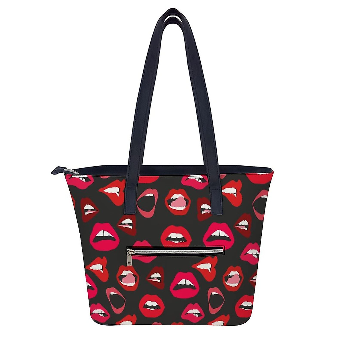 Mouth Red Sexy Lips Women's Tote Bag PU Leather Shoulder Bag Handbags Purse For Work Shopping Travel