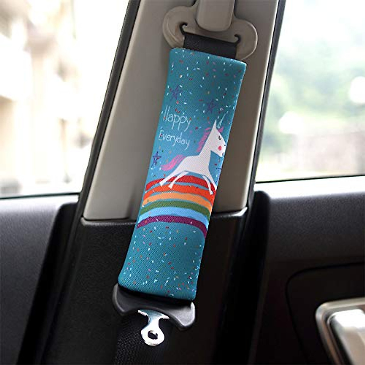Seatbelt Covers for Kids,2 Pack Unicorn Seat Belt Cushion Shoulder Strap Pad,Universal Cute Cartoon Car Seat Belt Pad for Adults Children Toddler,Baby Girl Boy Carseat Neck Harness Protector