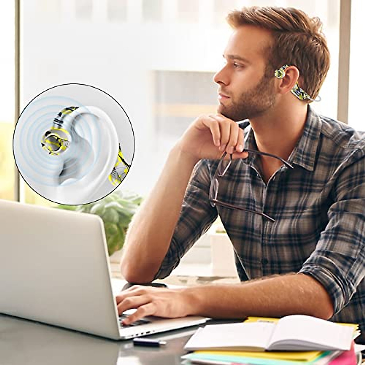 300mAh Conduction Headset Wireless Bluetooth Headset Sports Running Power LED Power Digital Display