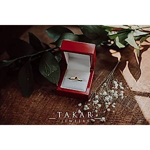 Takar Elegant 14k Gold, Diamond and Rose Gold Genuine Oval Ruby Stackable Ring Genuine Birthstone Ring, 14k Yellow GOLD Red gemstone ring for women. Gold stacking rings for Female MADE IN USA.