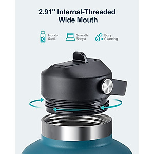 BUZIO 64oz Water Bottle Insulated, Half Gallon Stainless Steel Water Jug with Straw Lid and Carrying Pouch, Leak Proof Double Wall Thermo Water Flask Metal Canteen for Gym Sport Camping, Indigo Crush