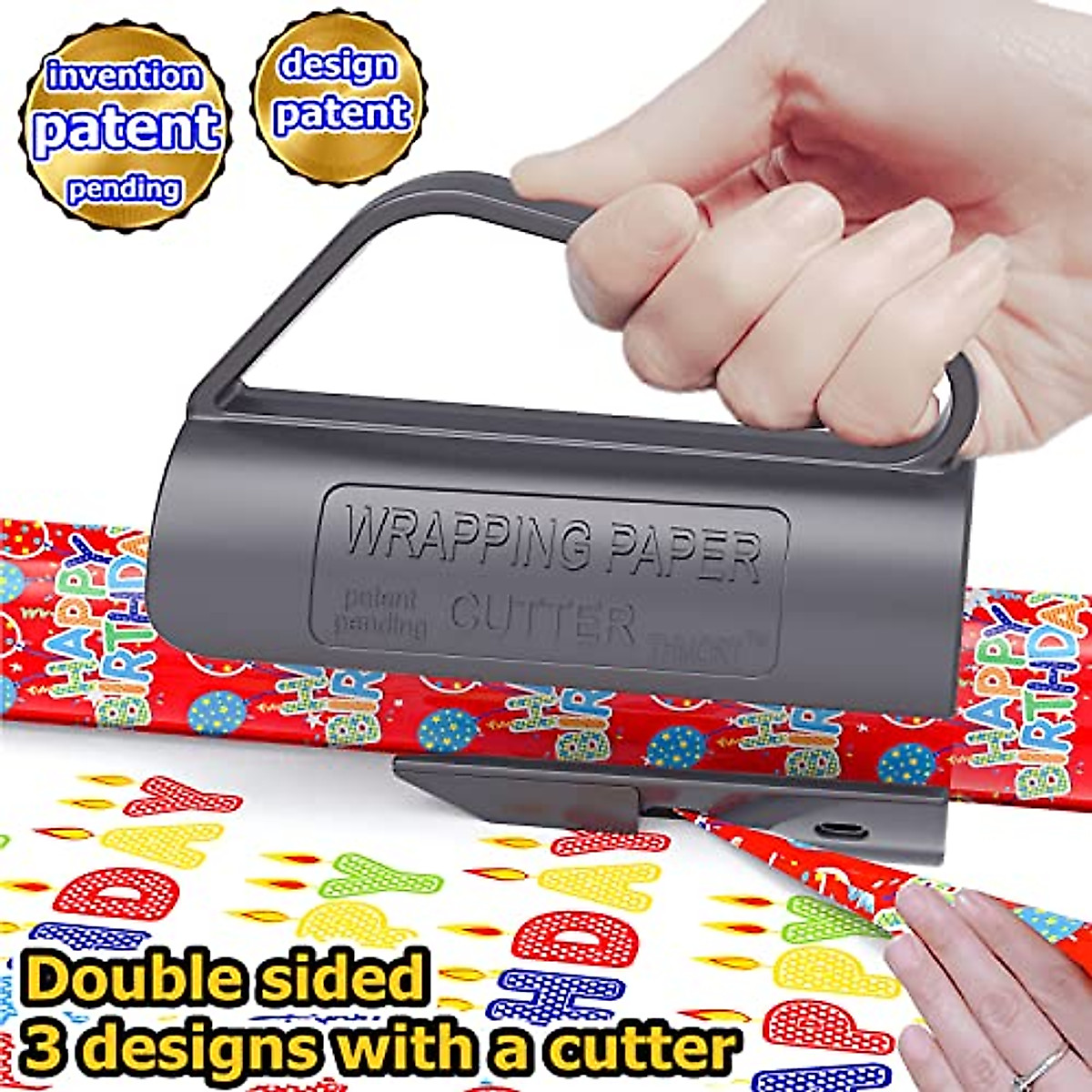 THMORT Birthday Wrapping Paper Roll with a Cutter Kit for Boys&Girls,Adults,Kids, Double Sided Gradient Mini Rolls 17 Inch X 120 Inch Galaxy Wrapping Paper Gift Wrap Roll Colorful Happy Birthday Lettering.