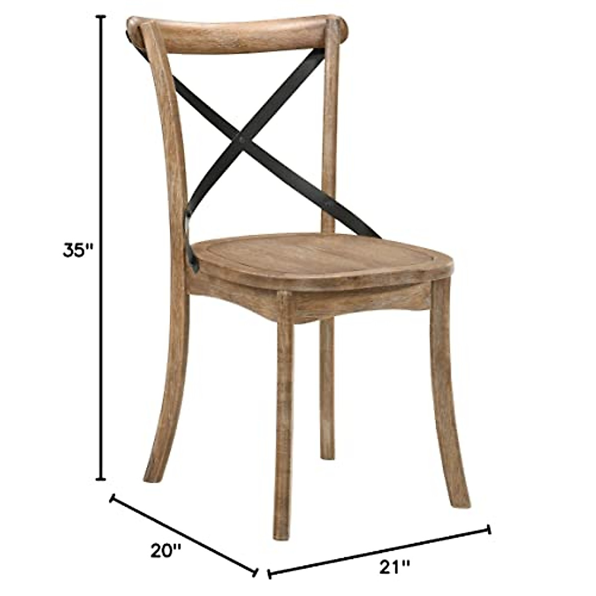 Acme Furniture Set of 2 Side Chairs with X-Shape Back, Rustic Oak
