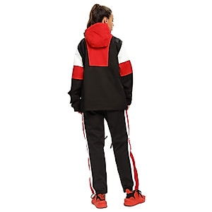 SNBOCON Womens Two Piece Snowsuits Ski Half Zip Jackets and Pants Set Winter Snowboard (M,Black)