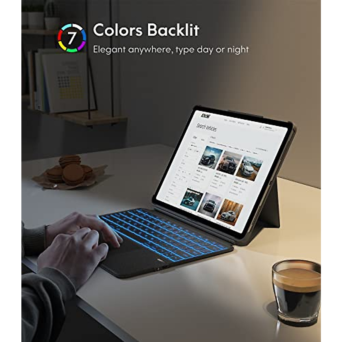 CHESONA Magnetic Detachable iPad Pro 12.9-inch (6th gen - 2022) Keyboard Case, Multi-Touch Trackpad, 7-Color Backlit, Magnetic Bluetooth Keyboard with Kickstand for iPad Pro 12.9 6th/5th/4th/3rd Gen