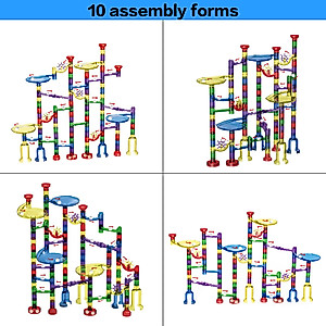 FUN LITTLE TOYS 154PCS Marble Run Set Toys for Kids, Gravity Marbles Maze Tower Building Blocks 98 Plastic Pieces 56 Glass Marbles, Marble Race Track Rolling Game, Educational Learning STEM Toy Gift
