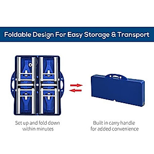 Outsunny Portable Foldable Camping Picnic Table Set with Four Chairs and Umbrella Hole, 4-Seats Aluminum Fold Up Travel Picnic Table, Blue
