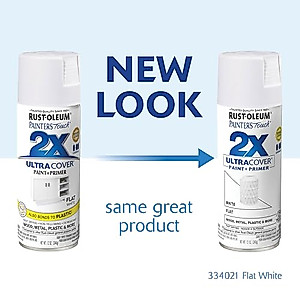 Rust-Oleum 334021-6PK Painter's Touch 2X Ultra Cover Spray Paint, 12 oz, Flat White, 6 Pack