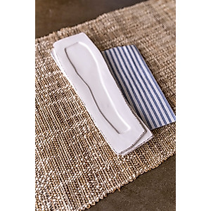 Vietri Lastra White Spoon Rest, 11" Ceramic Cooking/Serving Utensil Tray, Stove/Counter Decor