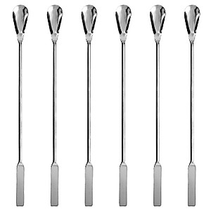 EISCO 6PK Lab Spatula Spoon, 9" - Stainless Steel, Polished - One 0.35" Flat End, One 0.75" Scoop End - Scoopula