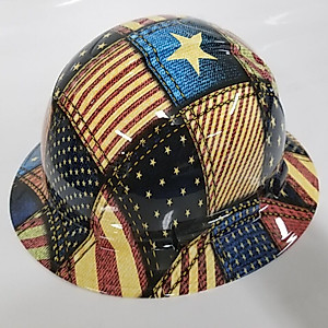 Wet Works Imaging Customized Pyramex Full Brim American Patchwork Hat with Ratcheting Suspension