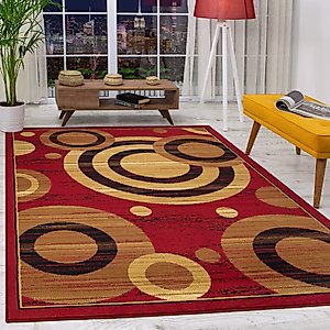 Antep Rugs Kashan King Collection Galaxy Geometric Polypropylene Indoor Area Rug (Maroon/Beige, 5' x 7')