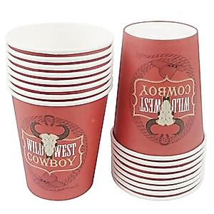 CIEOVO Rodeo Western Cowboy Party Supplies - Serves 16 Guest Includes Dinner Paper Plates, Cups and Napkins Perfect for Western Cowboy Theme Birthday Baby Shower Parties Decoration
