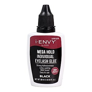 i-Envy by Kiss False Eyelash Adhesive Mega Hold Eyelash Adhesive Glue for Individual Cluster Lashes DIY Lash Extensions–Strong, Long Lasting Hold (Black)