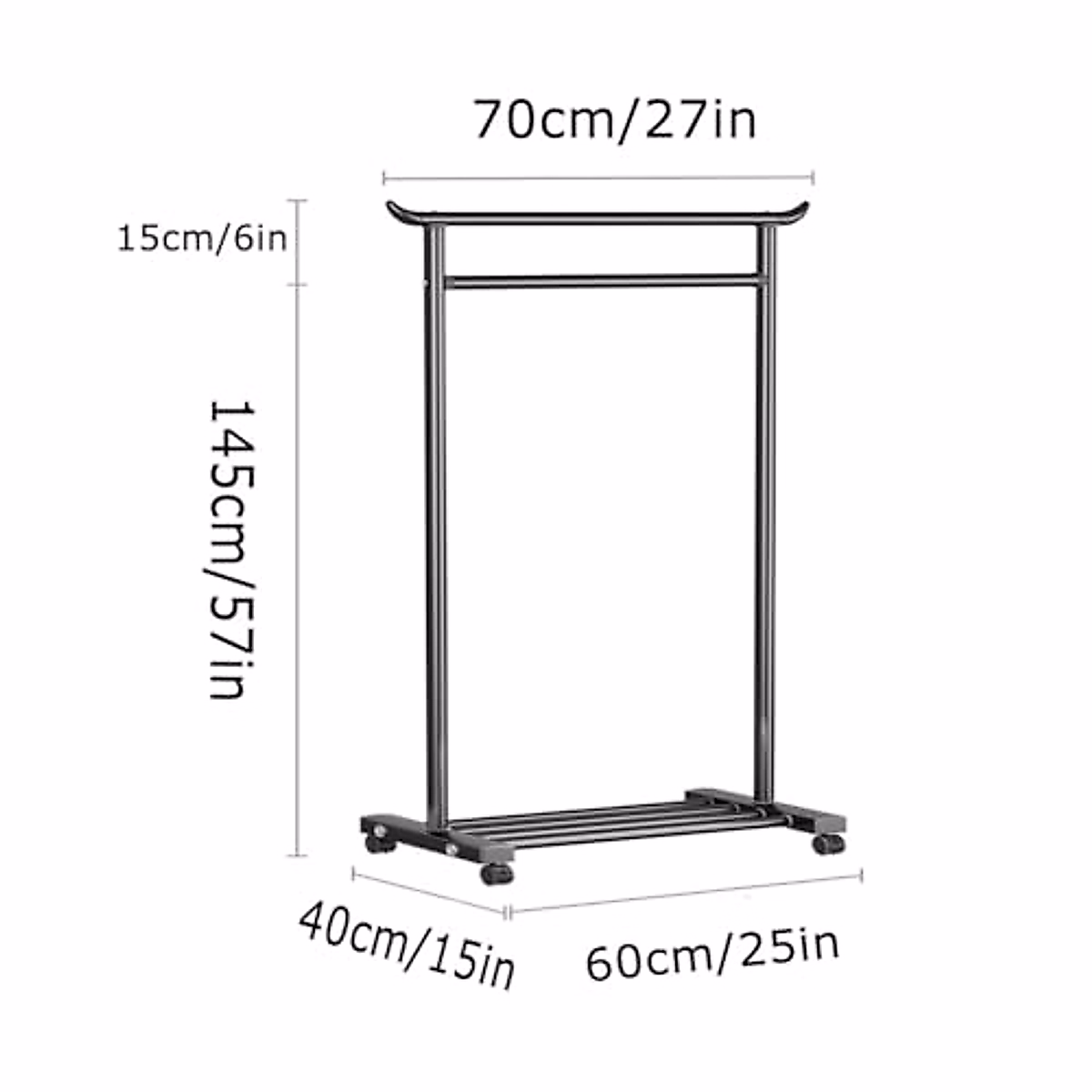 NYASAA Heavy Duty Clothes Rack with Wheels, Metal Garment Rack Hanging Rails for Bedroom, Laundry Room