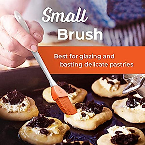 M KITCHEN WORLD Silicone Pastry Brush for Cooking 2 Pieces - Rubber Basting Brush with Grid, Kitchen Brushes Utensils for Food Sauce Butter Oil BBQ Spreading - Orange