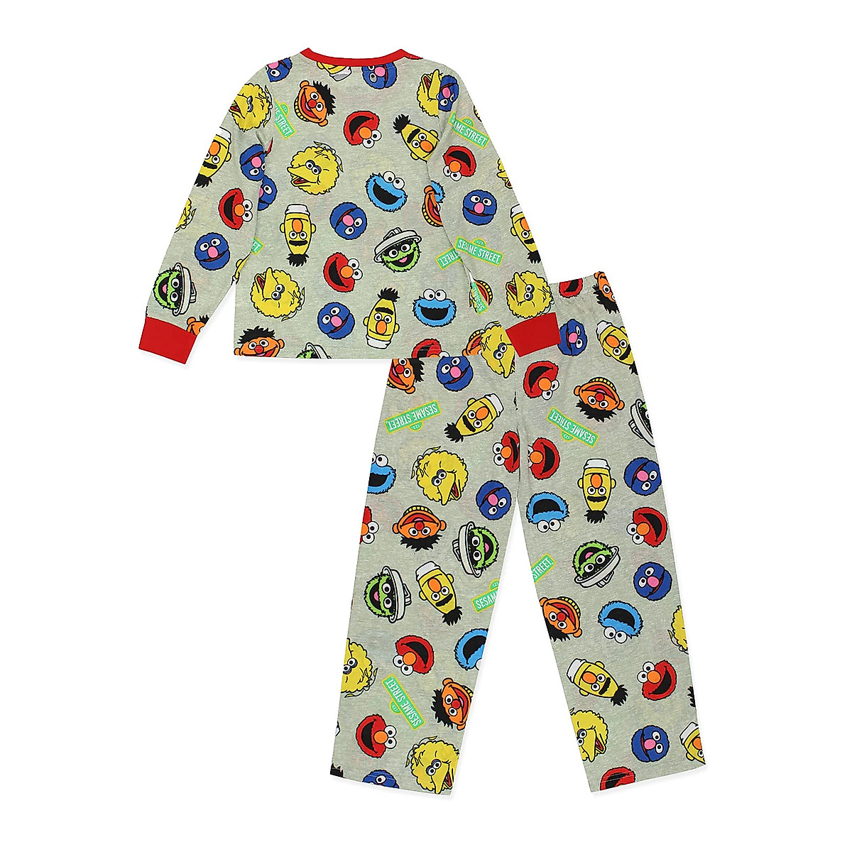 Sesame Street Elmo Toddler Unisex Long Sleeve 2-Piece Pajamas Set (2T, Gray)