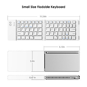 IKOS Folding Bluetooth Wireless Keyboard Slim Pocket Portable Travel Foldable Full Size Keyboard with Stand Holder for iPhone6-13 Max iPad Mini/Pro/Air, iOS Android Windows Laptop Smartphone/Tablet