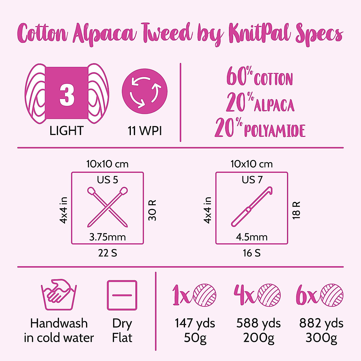 Cotton Alpaca Tweed Alpaca Yarn for Crocheting, 4 Skeins, 588Yds/200G, Free Patterns - Tweed Yarn for Knitting - 3 DK Light Worsted Weight - Pear Green