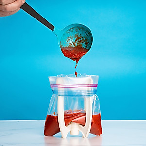 Bag Well Size Well Sealable Holder for Food Storage Bags, 1 Quart, White