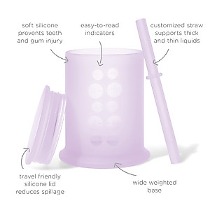 Olababy Silicone Training Cup with Straw Lid Bundle Lilac + Lemon