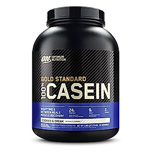 Optimum Nutrition Gold Standard 100% Micellar Casein Protein Powder, Slow Digesting, Helps Keep You Full, Overnight Muscle Recovery, Cookies and Cream, 4 Pound (Packaging May Vary)