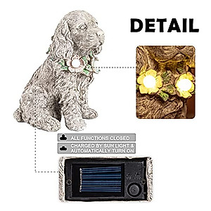 Ovewios Garden Statue Dog Memorial Gifts - Yard Art Decoration with Solar LED Lights Waterproof Resin Garden Figurine Decor for Outdoor Patio Yard Lawn Ornament