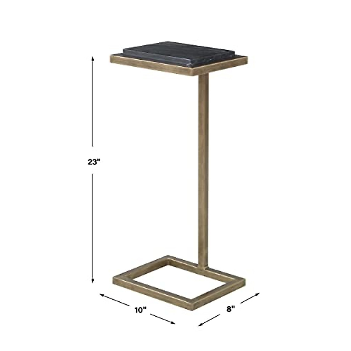 Moss + Fig Martini Drink Table | Black Marble and Aged Gold End Table (Modern Pedestal Table 10 W x 23 H x 8 D inches)