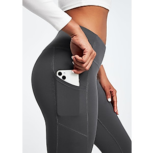 Heathyoga Fleece Lined Leggings Women Thermal Leggings for Women with Pockets Warm Leggings for Winter Yoga Pants Gray