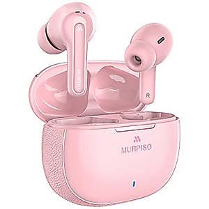 MURPISO Wireless Earbuds, Active Noise Cancelling Bluetooth5.2 Deep Bass Headphones with 4 Mics, 35 Hours Playtime, IPX6 Waterproof Earphones, in-Ear Bluetooth Earbuds for iPhone Android Pink