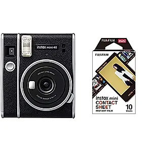 Fujifilm Instax Mini 40 Instant Camera with Fujifilm Instax Mini Contact Sheet Film - 10 Exposures Bundle (600022193)