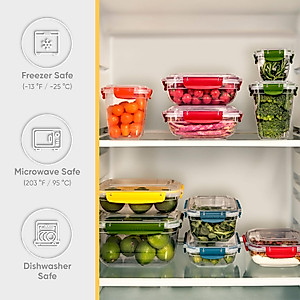 Superio Plastic Airtight Food Storage Containers, Set of 4 Sealed Clear Container Bowls with Lids, BPA Free, Rectangular, Yellow