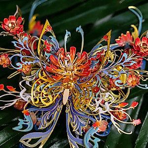 MU 3D Metal Puzzle Model Kits for Adult Flower and Butterfly D-Sunset, Assembled Metal Insects Puzzles for Beginner to Build, Birthday Xmas Gifts Brain Teaser DIY Set Home Decor