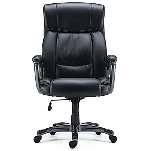 MyOfficeInnovations 24328570 Bonded Leather Big & Tall Managers Chair, Black