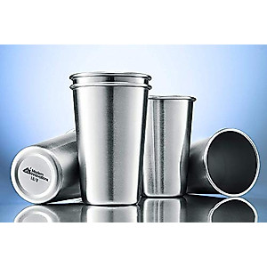 16 Ounce Stainless Steel Pint Cups - Stackable Pint Cup Tumblers For Travel – Metal Cups For Drinking Outdoors - 16 Oz Reusable Steel Cups - 5 Pack
