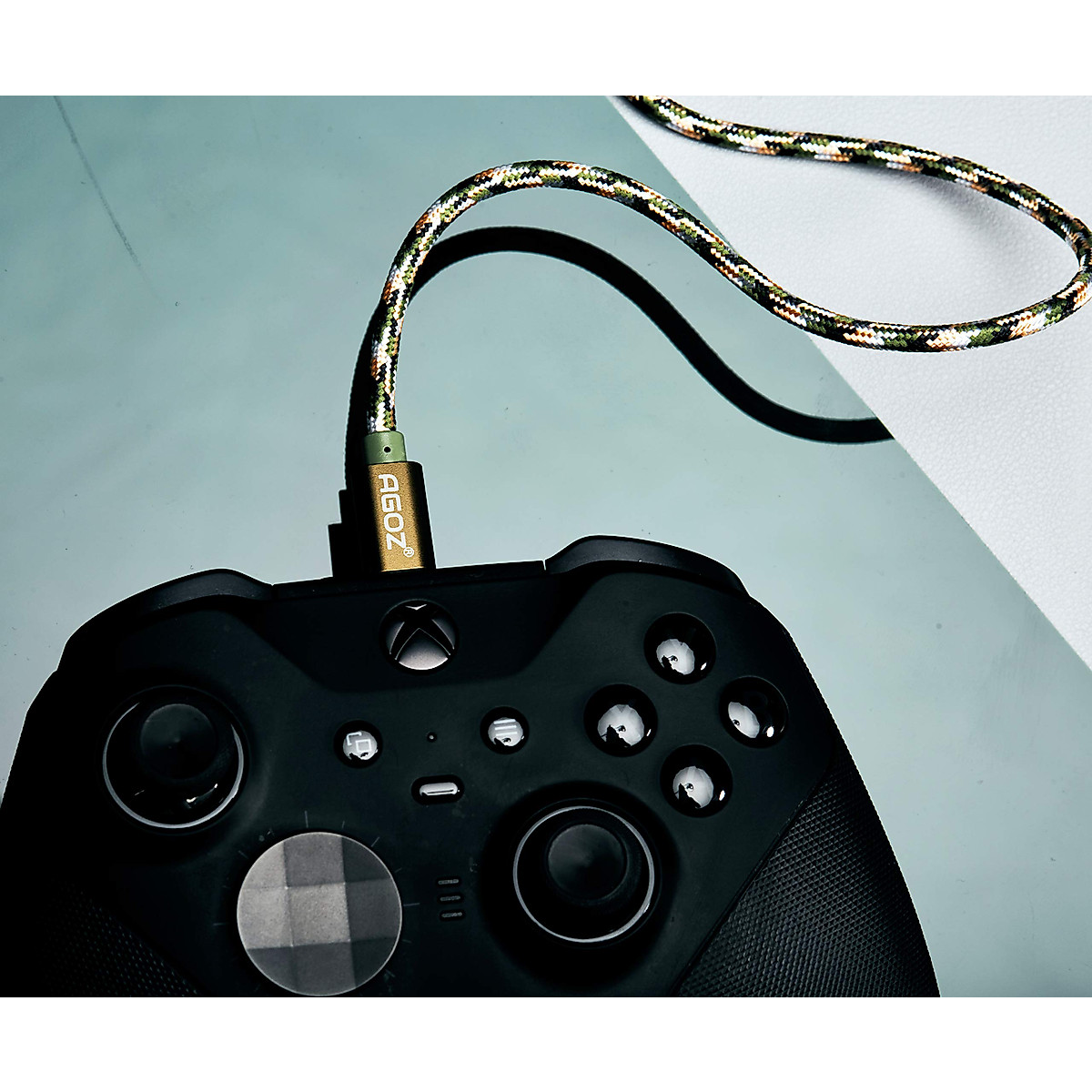 AGOZ Braided Camouflage Tactical Micro USB Fast Charging Charger Data Cable for Sony PlayStation 4 Slim PS4 Dualshock 4 Controller and Xbox One Controller (10ft)