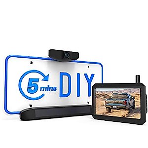 AUTO-VOX Solar 1 Wireless Backup Camera for Car, 5Mins DIY Installation, Back Up Camera System Wireless with Digital Signal, License Plate Rearview Camera with 5" Monitor for Trucks/Trailer/RV