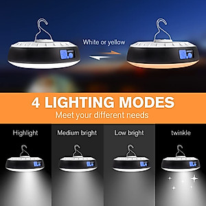 Ainiv USB Solar Camping Light, LED Rechargeable Camping Lanter with Remote Control, IPX4 Waterproof Rechargeable Tent Light 30W with Magnet for Camping, Hiking, Outage, Hurricane, Emergency