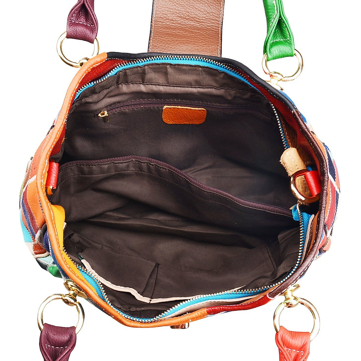 HESHE Genuine Leather Handbags Colorful Purses for Women Crossbody Bag Multi-color Tote Purse Designer Hobo Shoulder Bag(Colorful-2B4008)