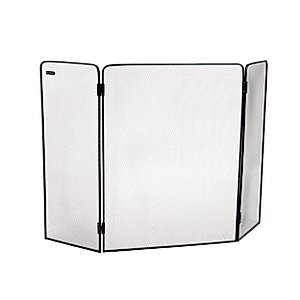 Mind Reader 3-Panel Fireplace Screen, Folding, Indoor Outdoor, Stand Alone, Metal Mesh, 26.25"L x 0.25"W x 24"H, Black