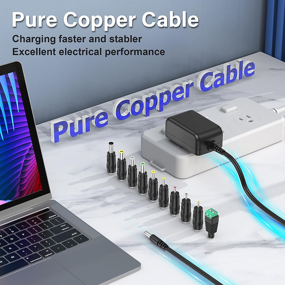 PERFEIDY 16V 2A 1.5A 1A Charger 32W Switching Power Supply Universal AC Adapter 16 Volt 2000mA 1500mA 1000mA Regulated Transformer Plug Cord with 10 Interchangeable Jacks DC Adaptor UL Listed