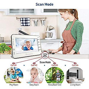 MoonyBaby No WiFi Baby Monitor with 12 Hours Long Battery Life, 1000ft Long Range, 4.3" Display, Auto Night Vision, 2-way Audio, Temperature Sensor, Lullabies and Power Saving/Voice Activation,Trust30