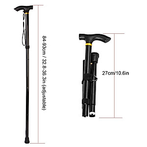 Folding Cane, Trekking Poles for Men, Women, Collapsible Walking Stick, Walking Cane with Carrying Bag, Adjustable,Lightweight, Anti Shock, Rubber Base for Hiking Camping