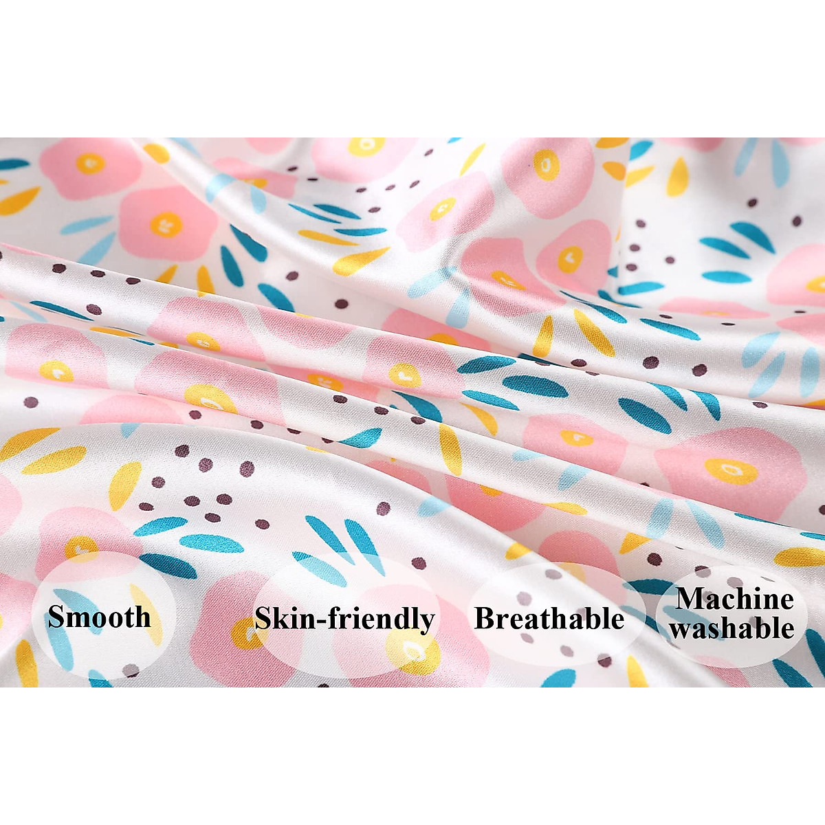 Satin Nursing Pillow Cover Set 2 Pack Ultra Soft Silk Compatible with Boppy Pillow for Breastfeeding Pillow Protect for Baby Hair and Skin Floral & Floral