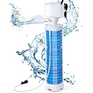fishkeeper Submersible Aquarium Filter for 40-100 Gal, 3-in-1 Biochemical Sponge Filter for Aquarium Filtration/Oxygenation/Circulation, Up to 320 GPH Adjustable Internal Fish Tank Filter (8W/13W)