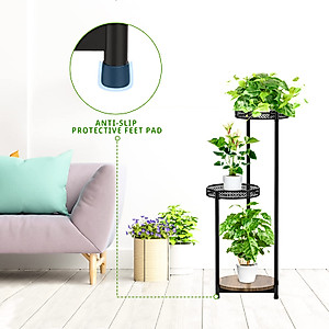 Oppro Plant Stand Indoor Outdoor Clearance, 3 Tier Metal Corner Plant Stands Shelf Holder, Tierd Stand Flower Shelf Display Rack for Living Room Balcony Garden Patio, Black